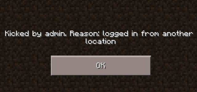 logged in from another location no minecraft pocket edition
